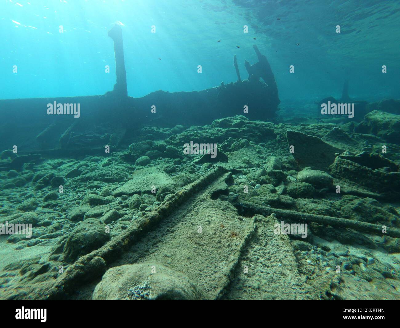 World War II sunken warship near Falasarna/ Phalasarna Ancient City in ...