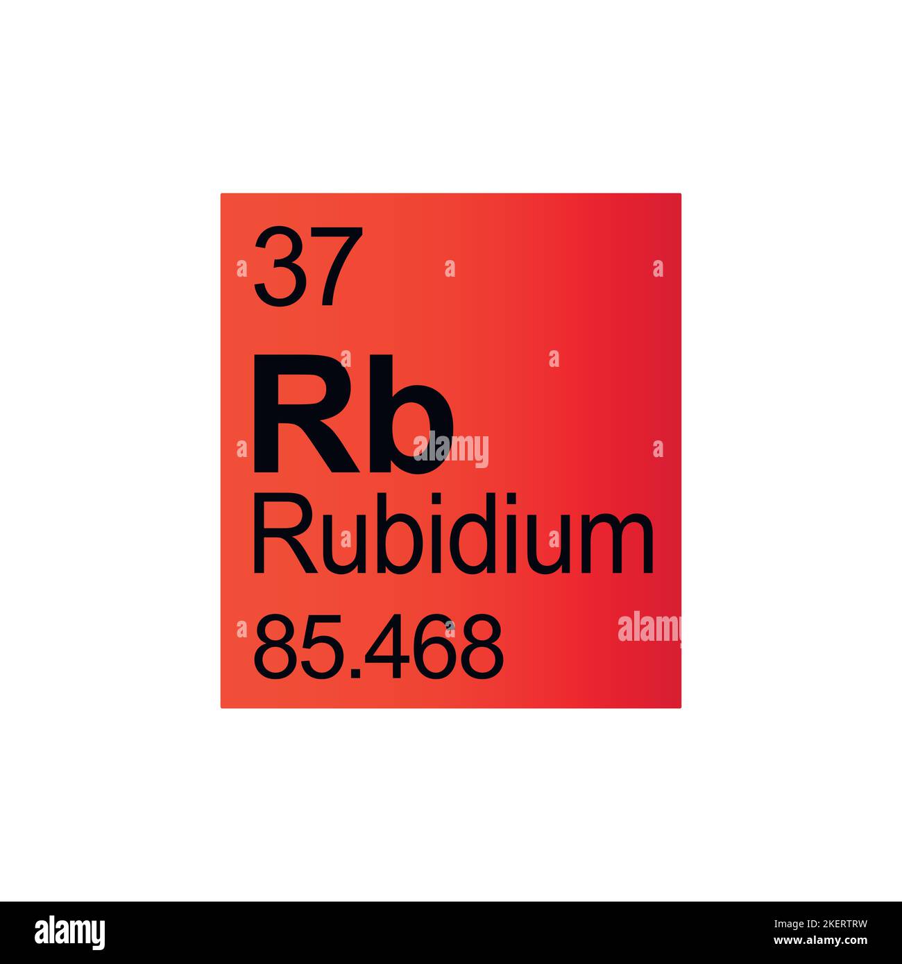 Rubidium chemical element of Mendeleev Periodic Table on red background ...