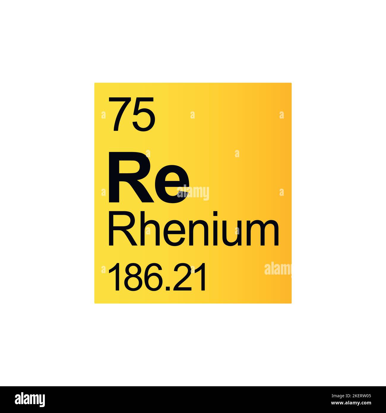 Rhenium chemical element of Mendeleev Periodic Table on yellow ...