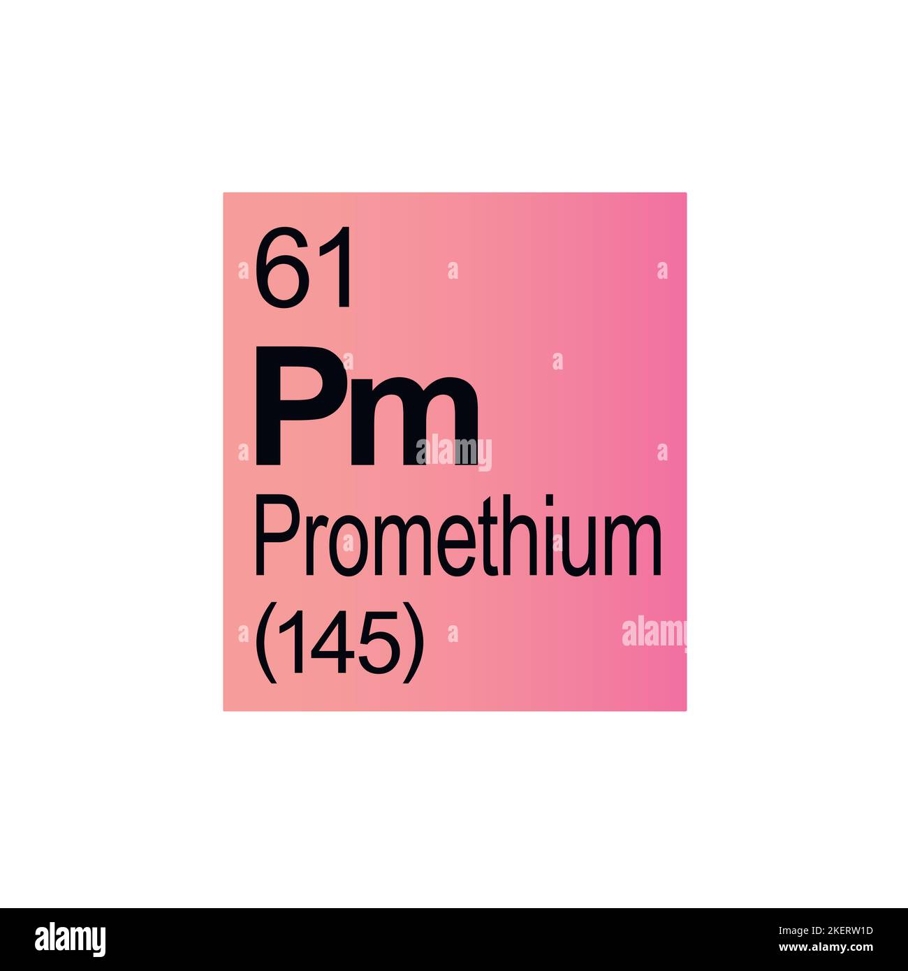Promethium chemical element of Mendeleev Periodic Table on pink ...
