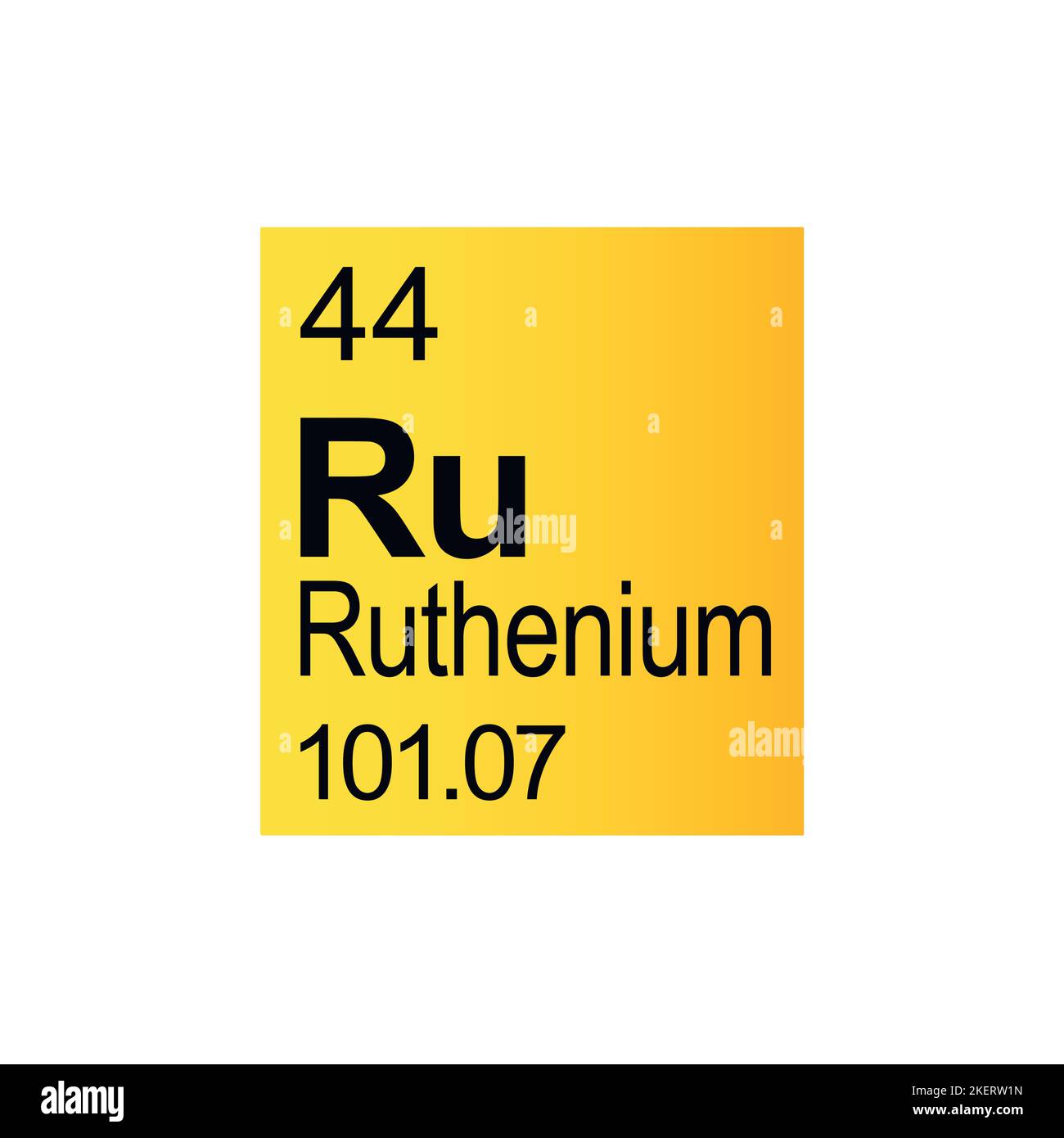 Ruthenium chemical element of Mendeleev Periodic Table on yellow ...