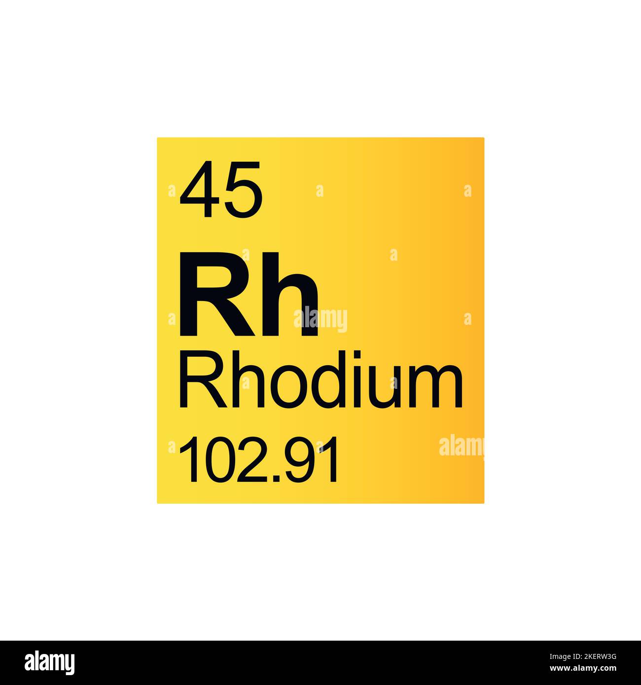 Rhodium chemical element of Mendeleev Periodic Table on yellow ...
