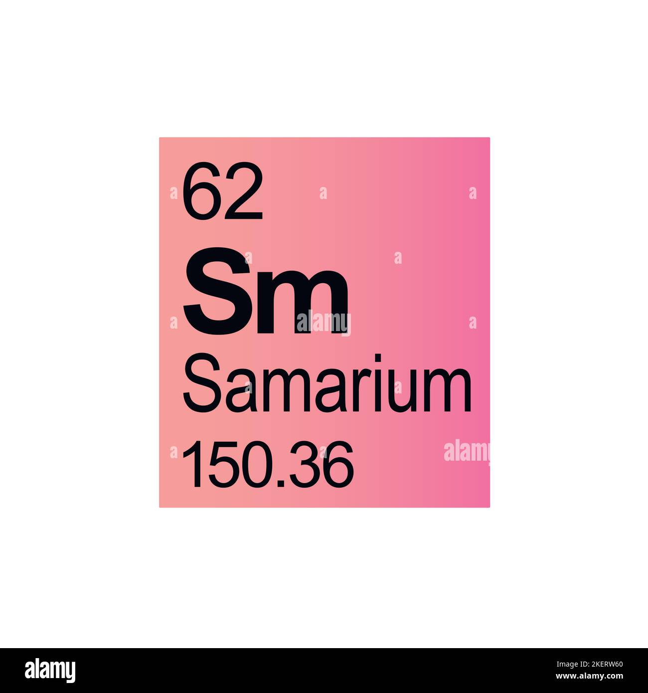 Samarium chemical element of Mendeleev Periodic Table on pink ...