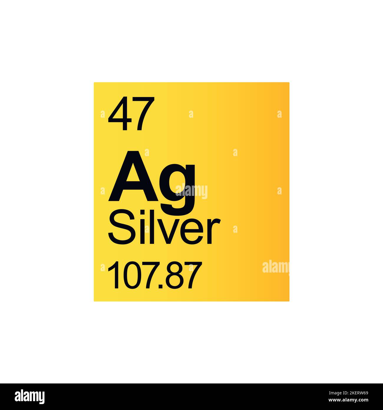 Silver chemical element of Mendeleev Periodic Table on yellow ...