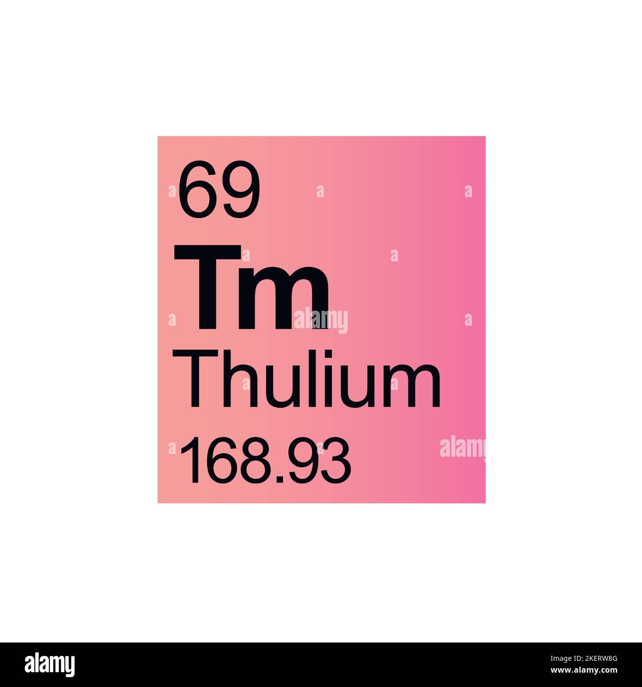 Thulium chemical element of Mendeleev Periodic Table on pink background ...