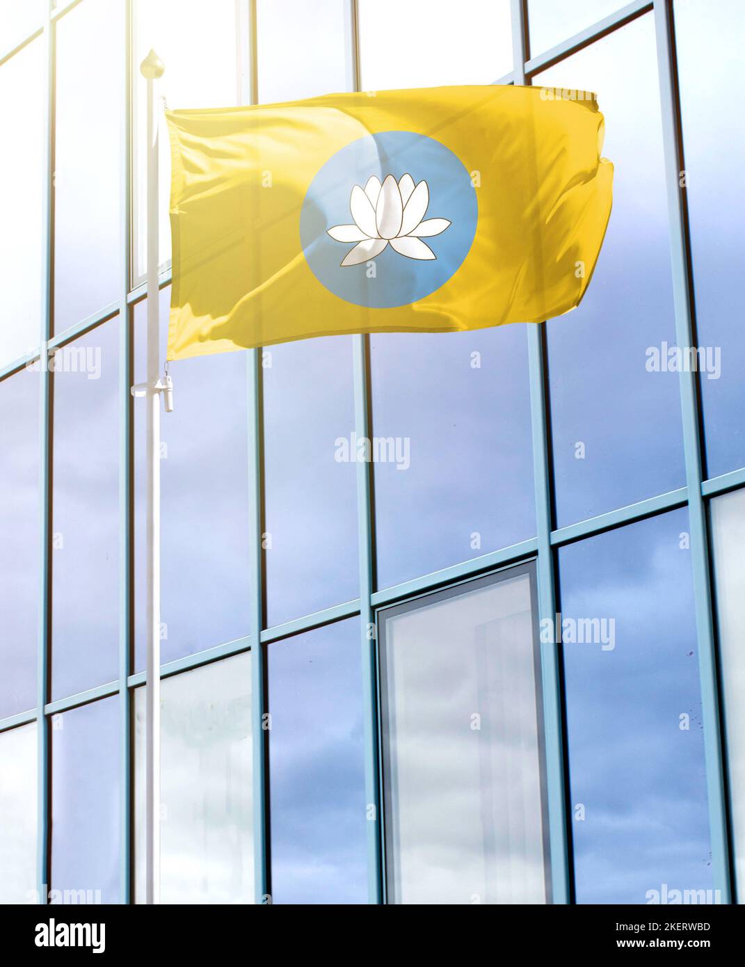 Flag of Kalmykia on a flagpole Stock Photo - Alamy