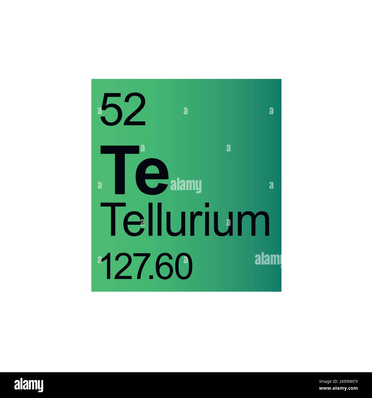Tellurium chemical element of Mendeleev Periodic Table on green ...