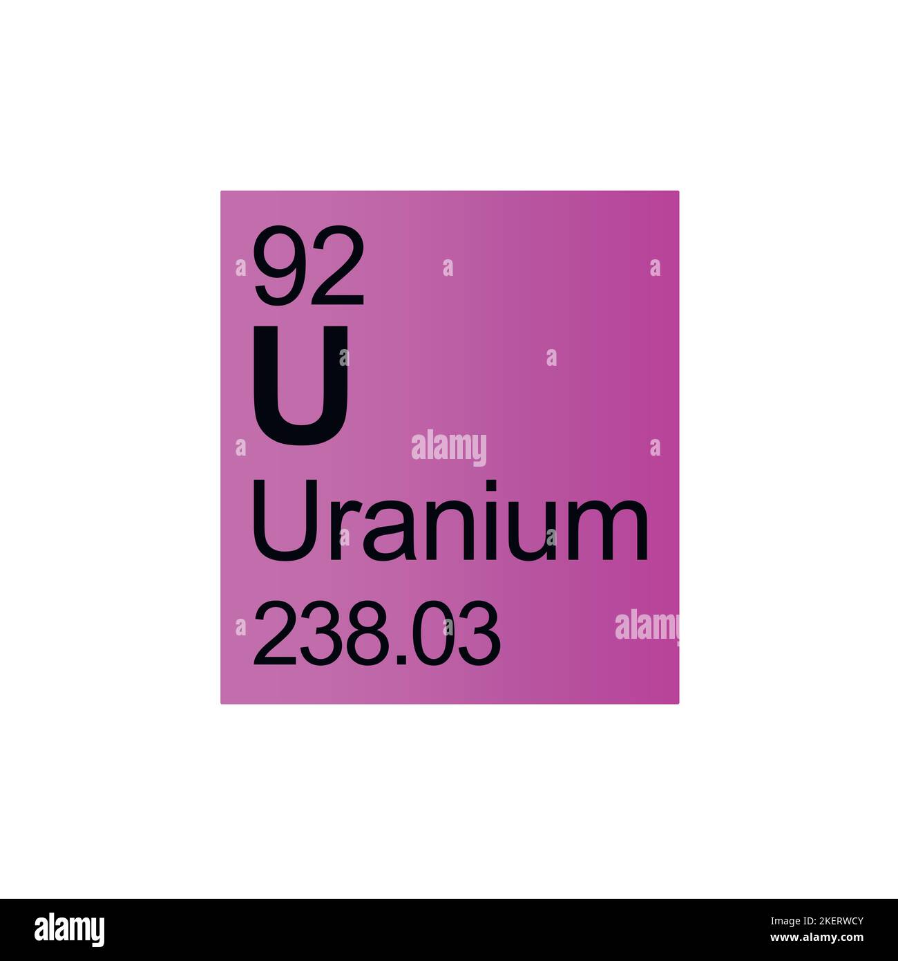 Uranium chemical element of Mendeleev Periodic Table on pink background ...