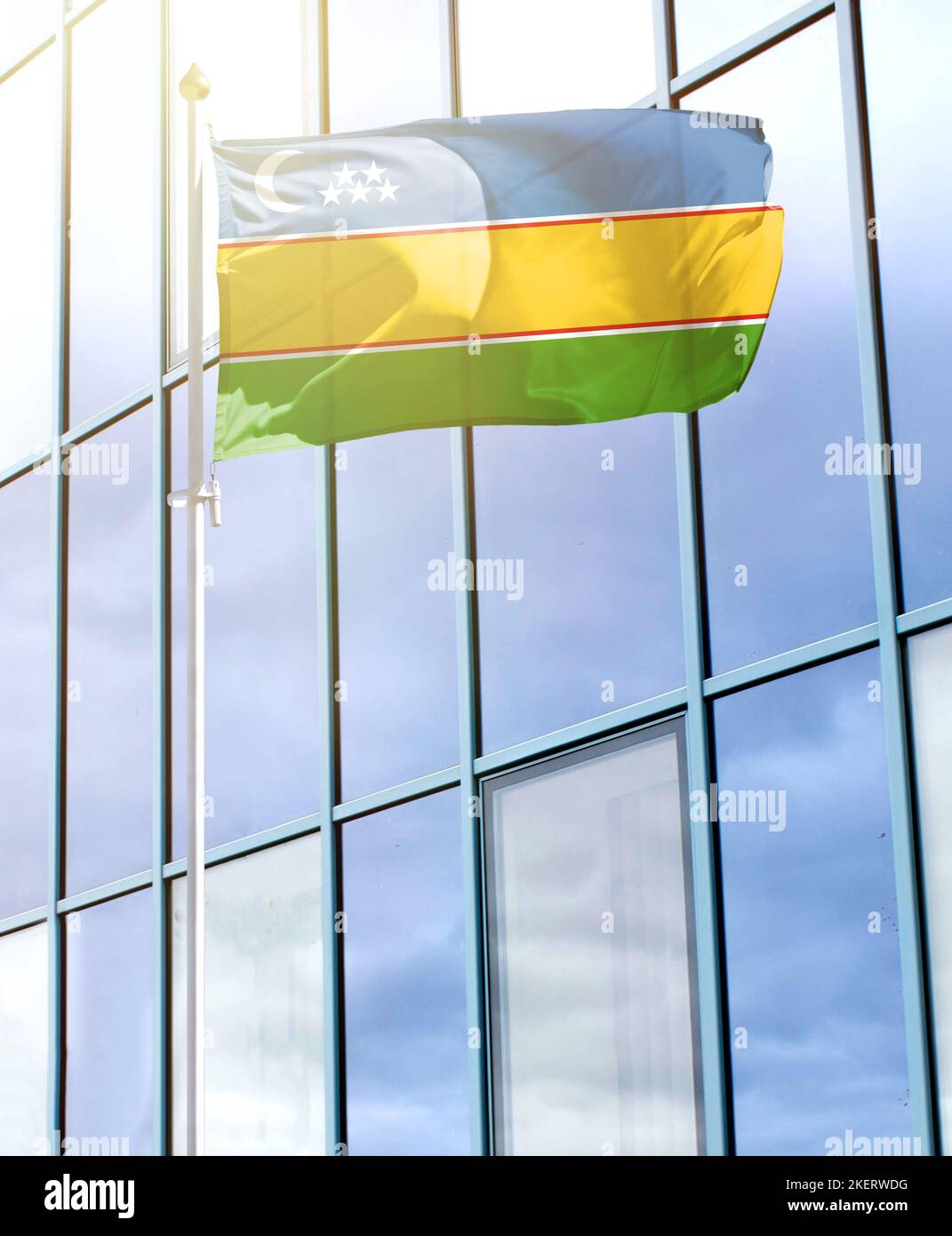 Flag of Karakalpakstan on a flagpole Stock Photo - Alamy