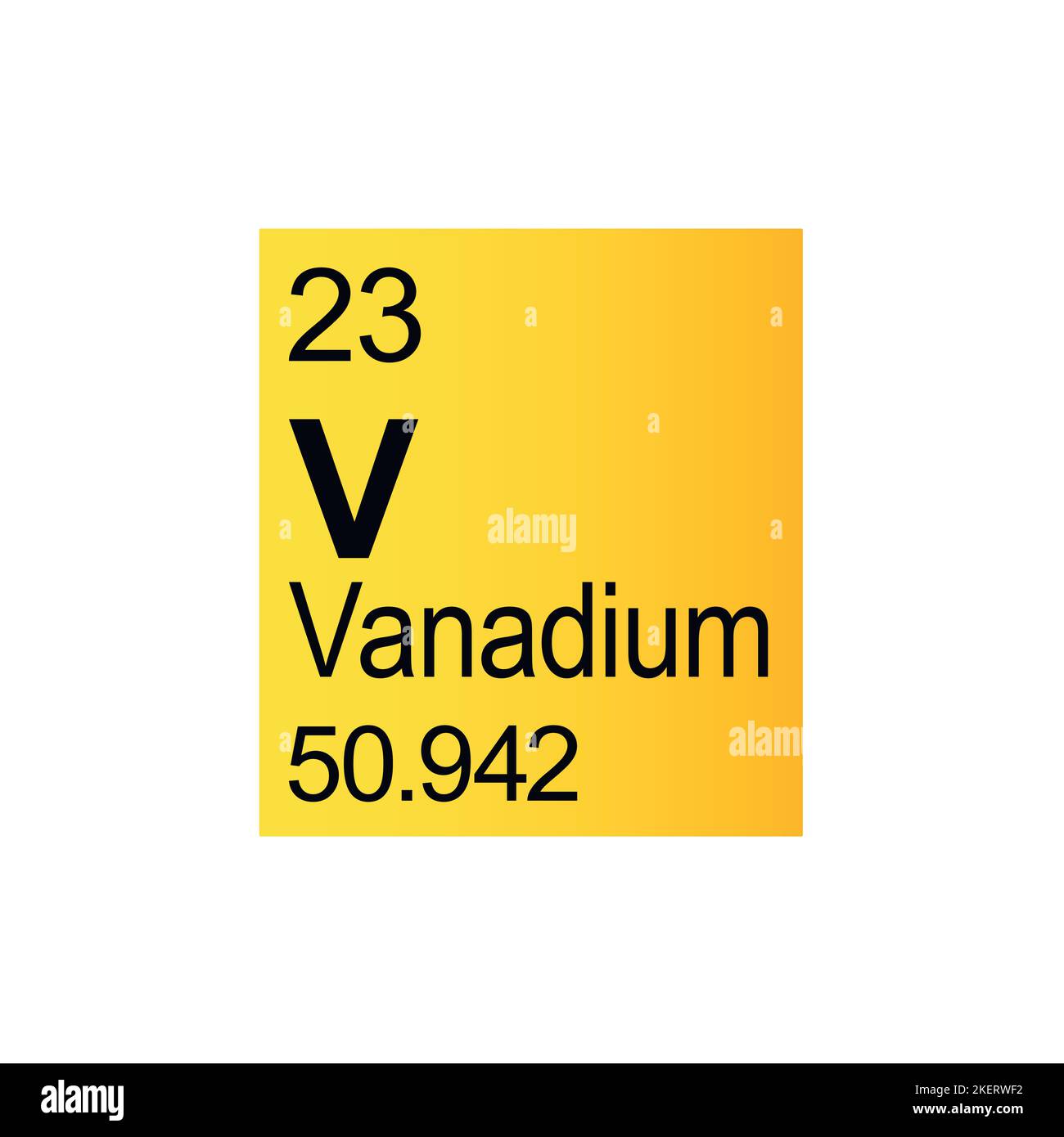 Vanadium chemical element of Mendeleev Periodic Table on yellow ...