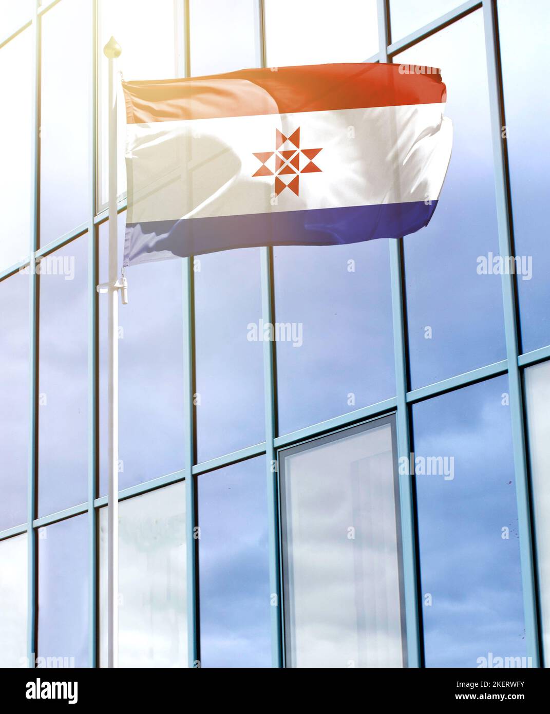 Flag of Mordovia on a flagpole Stock Photo - Alamy