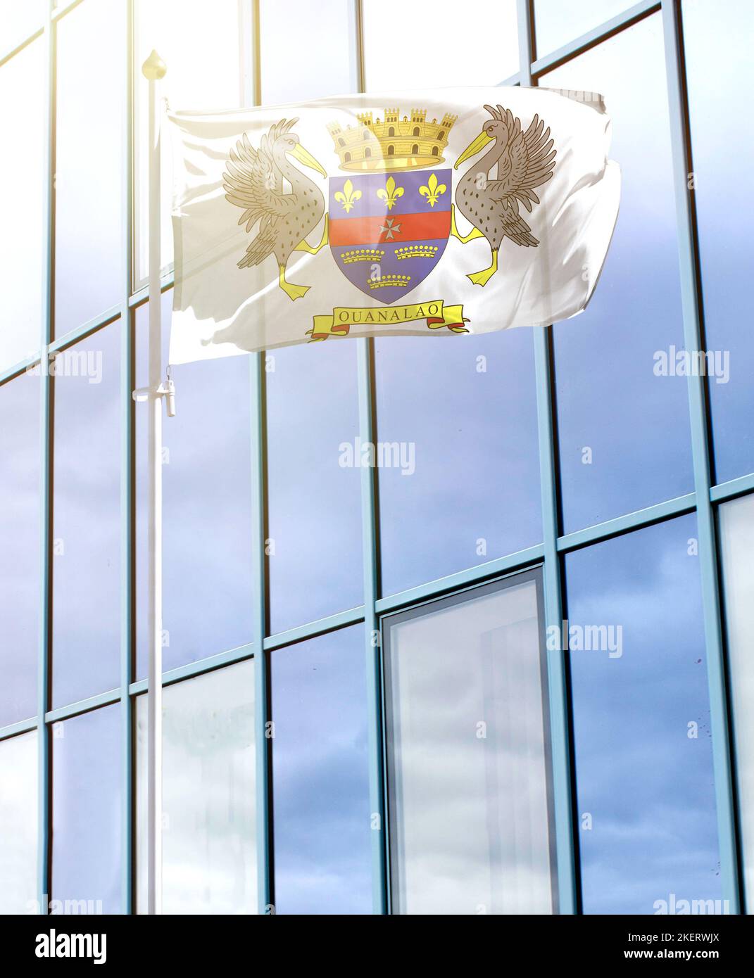 Flag of Saint Barthelemy on a flagpole Stock Photo - Alamy