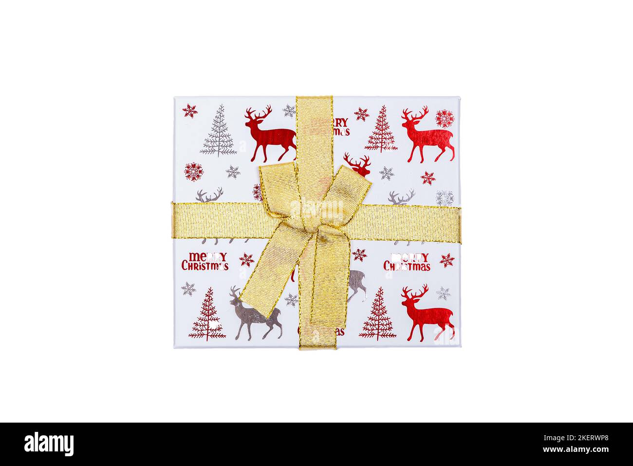 Christmas banner, festive box on a white background Stock Photo - Alamy