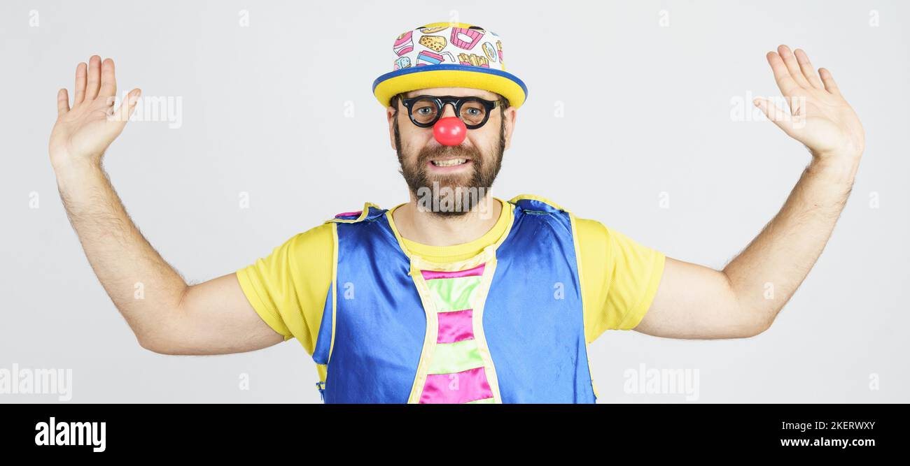 Clown in victory pose hi-res stock photography and images - Alamy