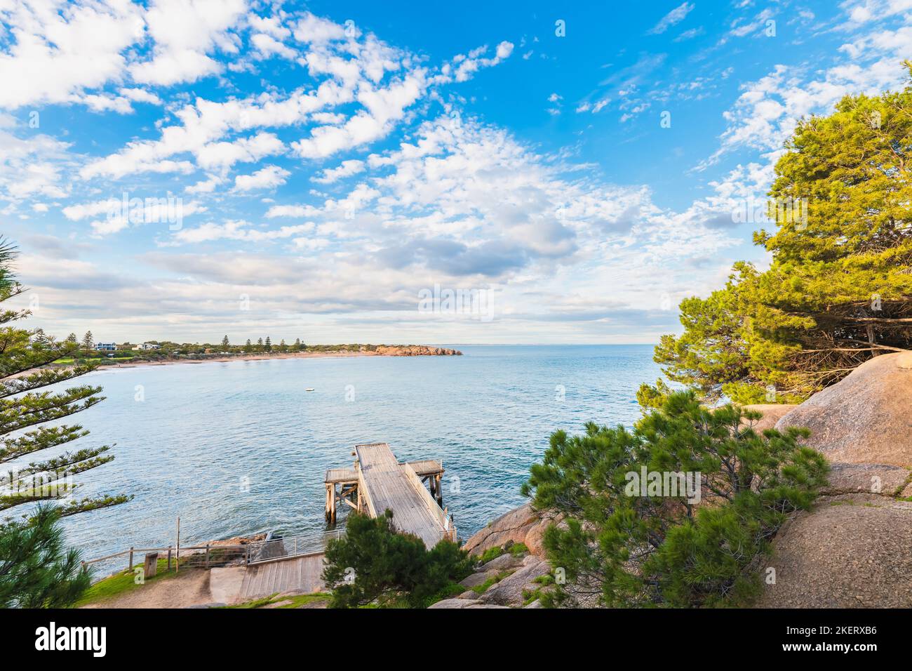 Port Elliot Jetty viewed on a day towards the Horseshoe Bay, South ...