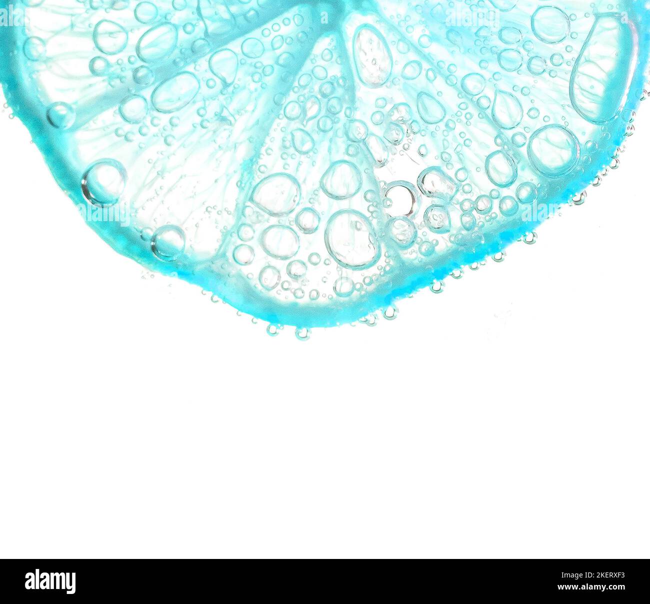 Juicy lime slices with bubbles under water isolated on white background ...