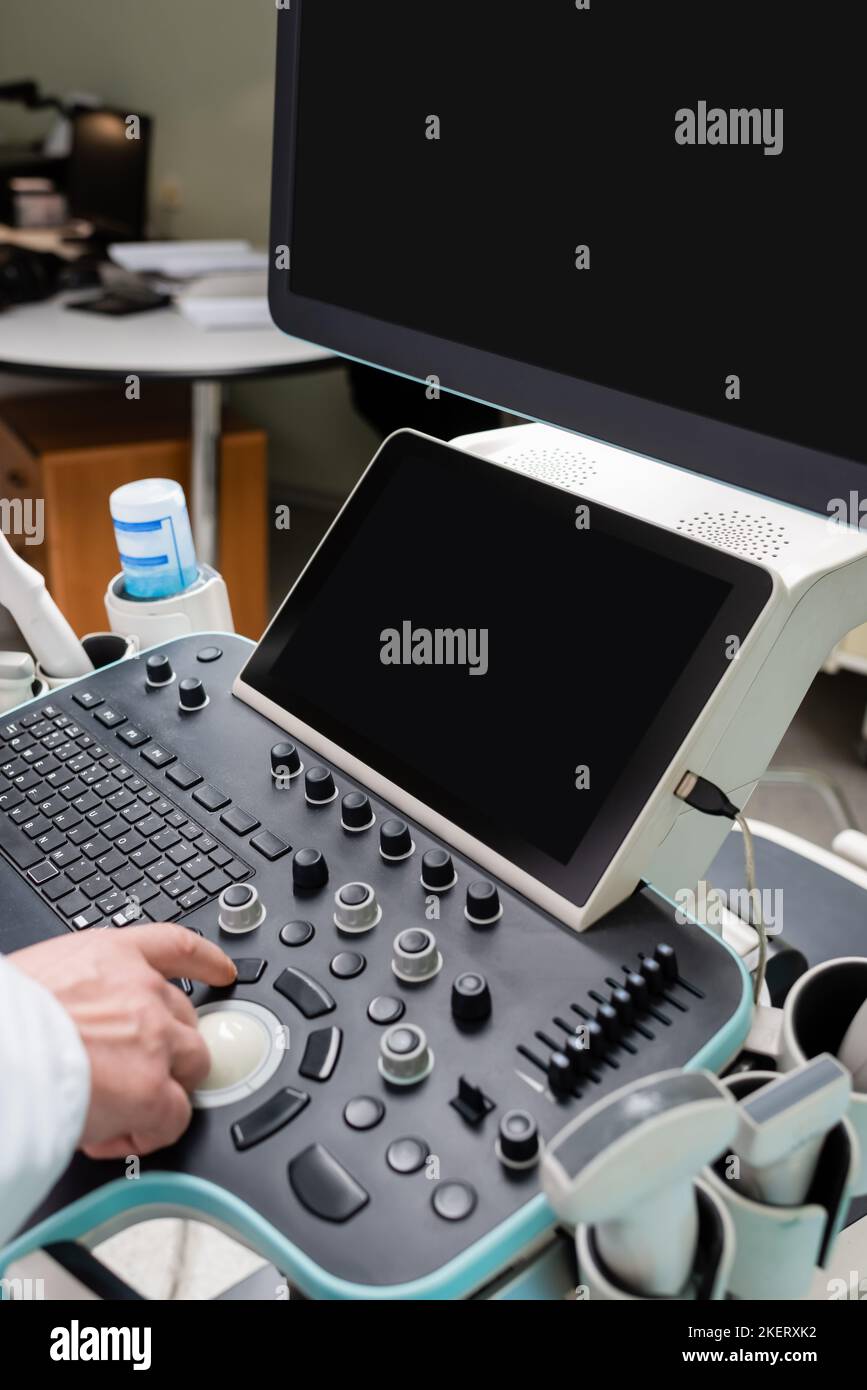 Hand operating modern medical ultrasound hi-res stock photography and ...