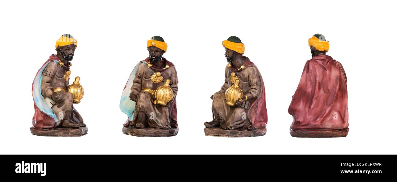 One of the three wise men in different positions. Ceramic figures ...