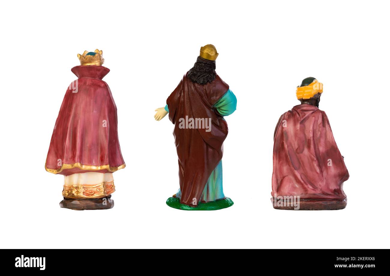 The three wise men. Ceramic figures isolated on white background Stock ...