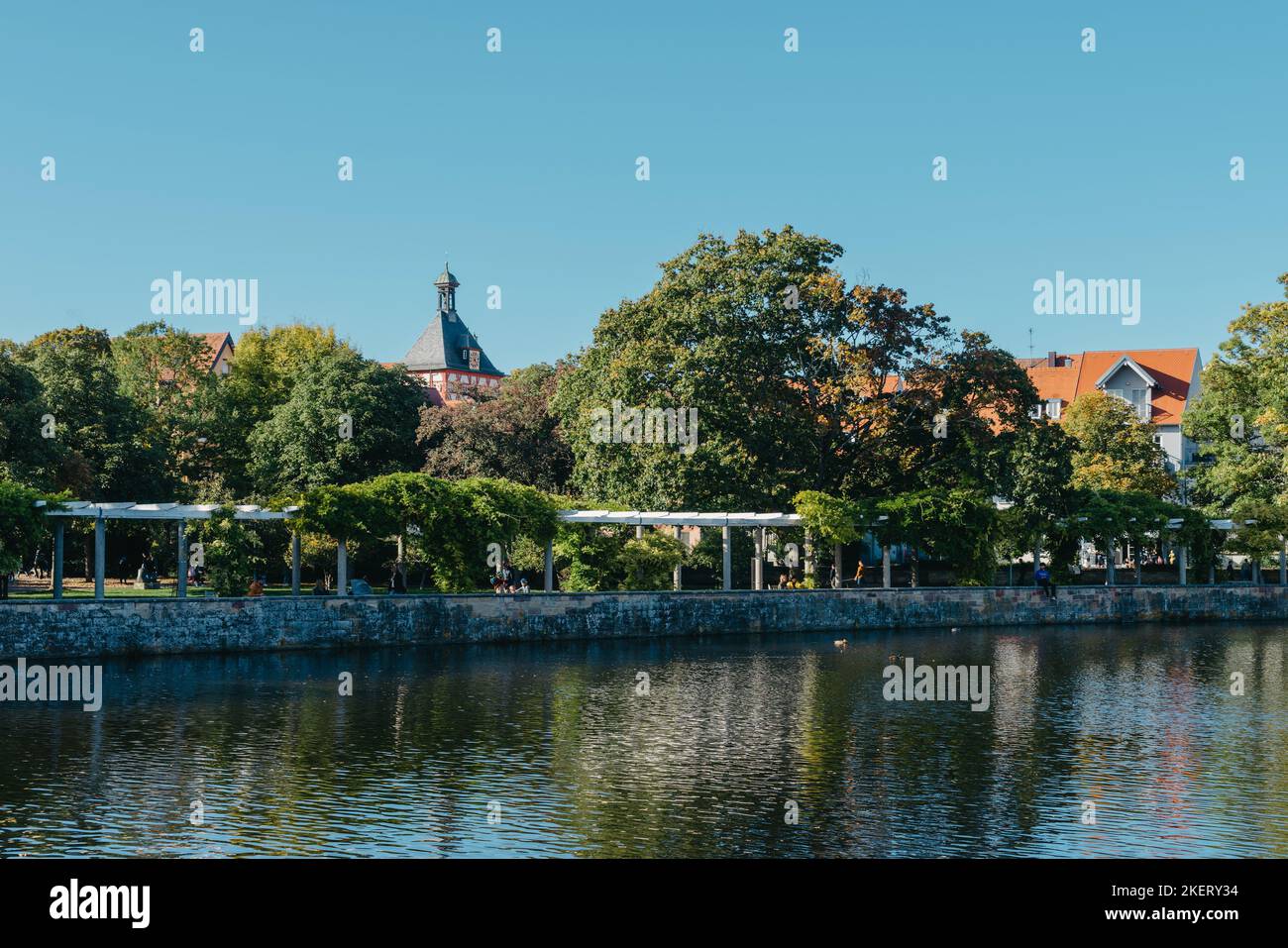 City Pond in Old European City Bietigheim-Bissingen In Germany. the ...