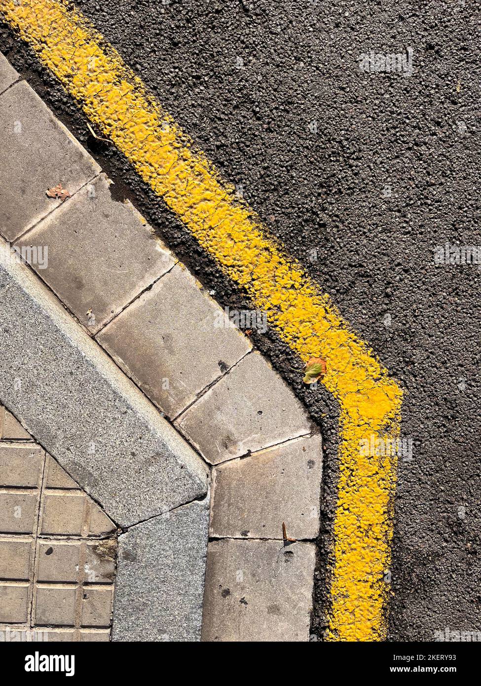 Traffic lines painted on the asphalt of a street in Barcelona Stock ...