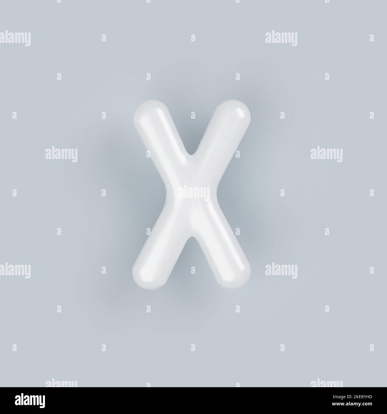 3D White plastic uppercase letter X with a glossy surface on a gray ...