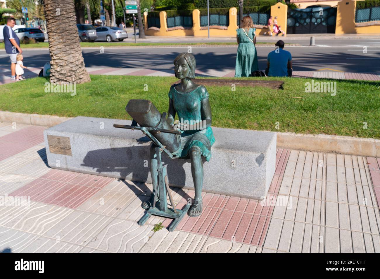 Lace maker statue and tourist attraction Salou Costa Dorada Catalonia ...