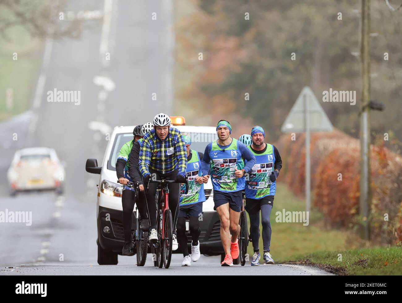 Kevin Sinfield arrives at his first official stop Edgerston during day ...