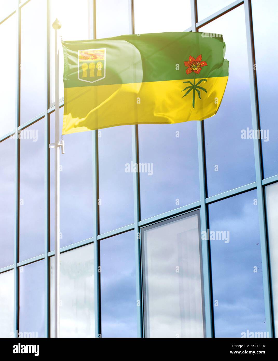 Saskatchewan flag waving hi-res stock photography and images - Alamy