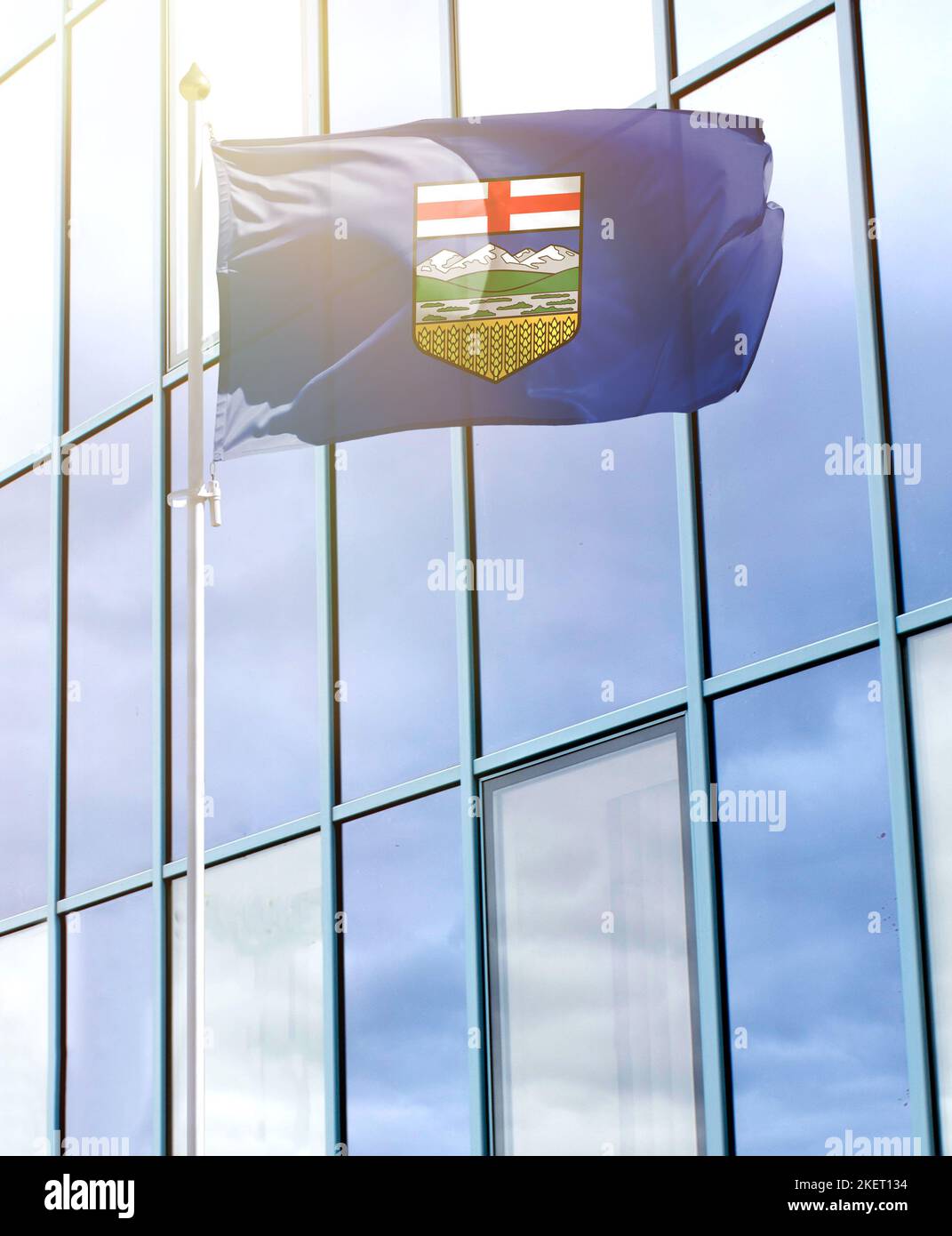 Flag of Alberta on a flagpole Stock Photo - Alamy