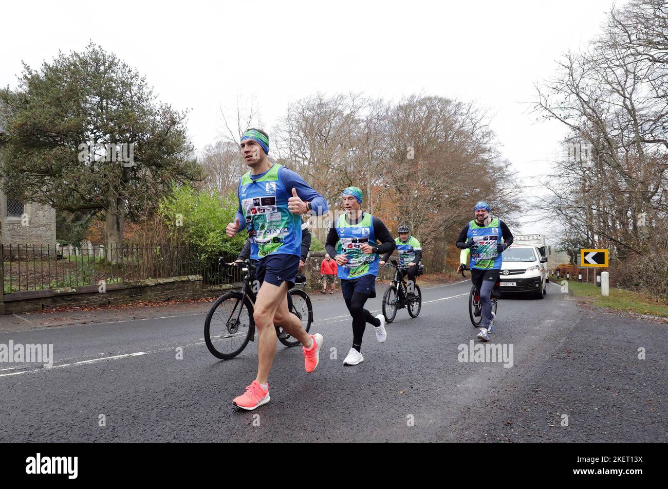 Kevin Sinfield arrives at his first official stop Edgerston during day ...