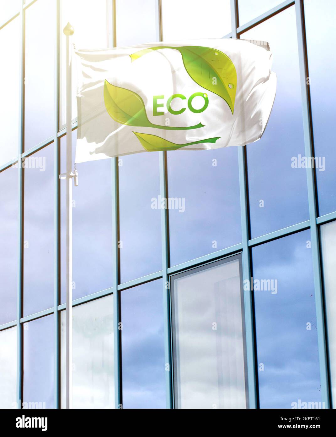 Flag of Plant protection green ecological logo on a flagpole Stock ...