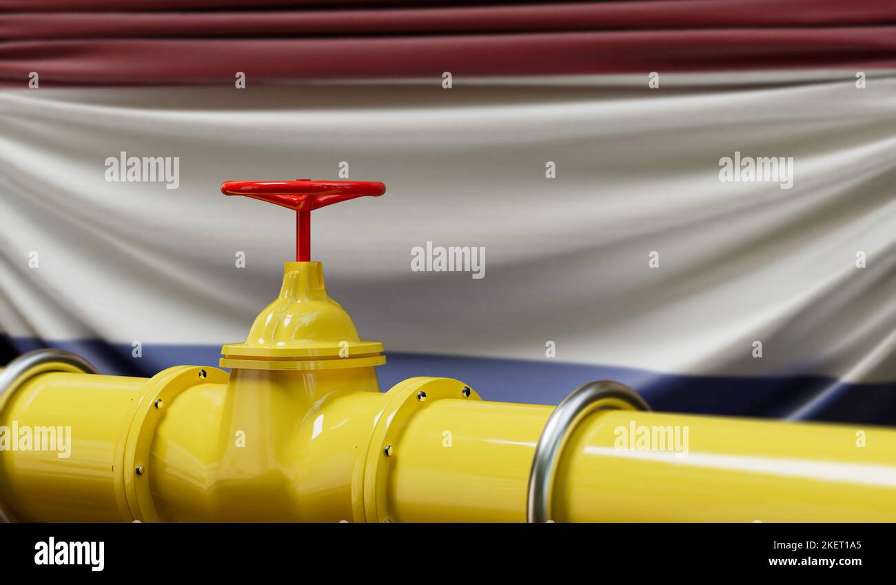 Netherlands oil and gas fuel pipeline. Oil industry concept. 3D ...