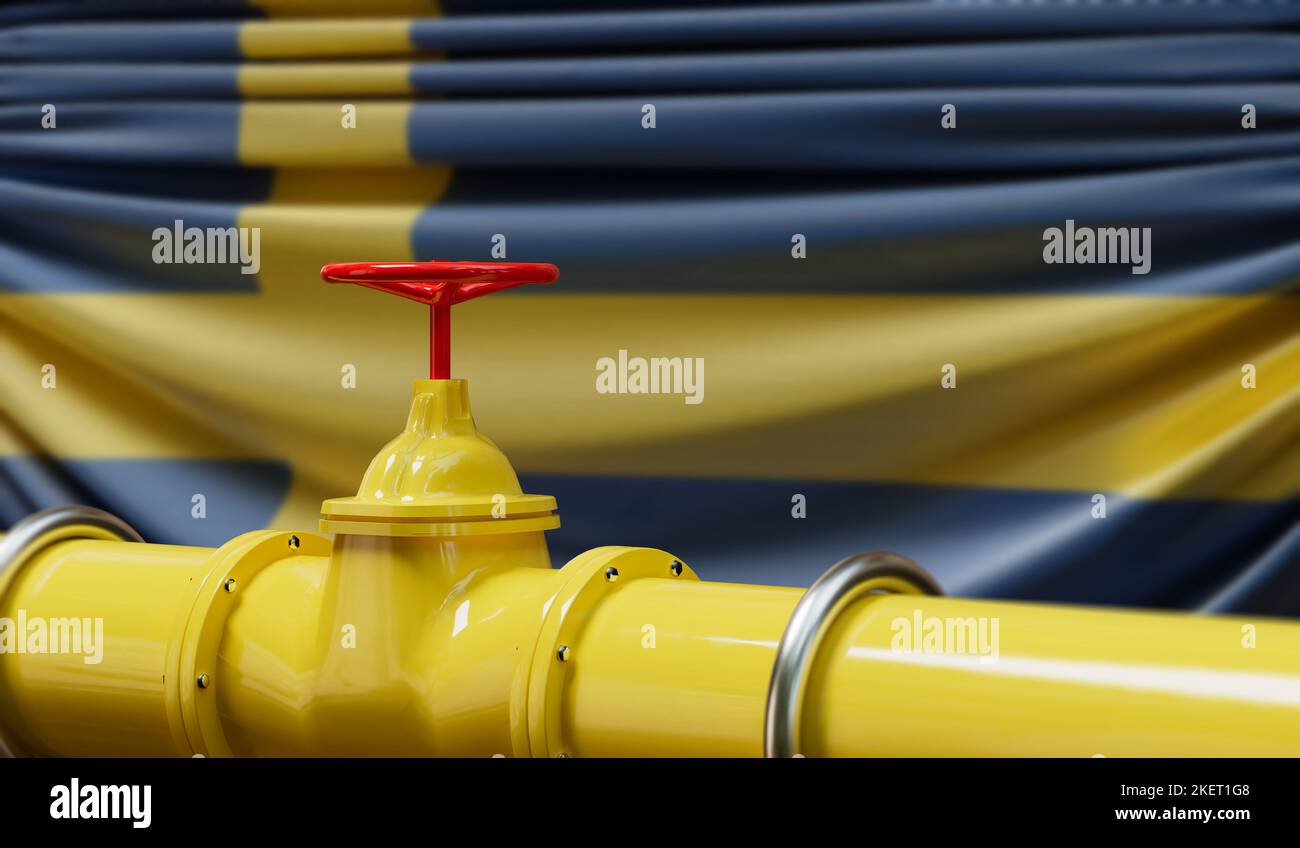 Sweden oil and gas fuel pipeline. Oil industry concept. 3D Rendering ...