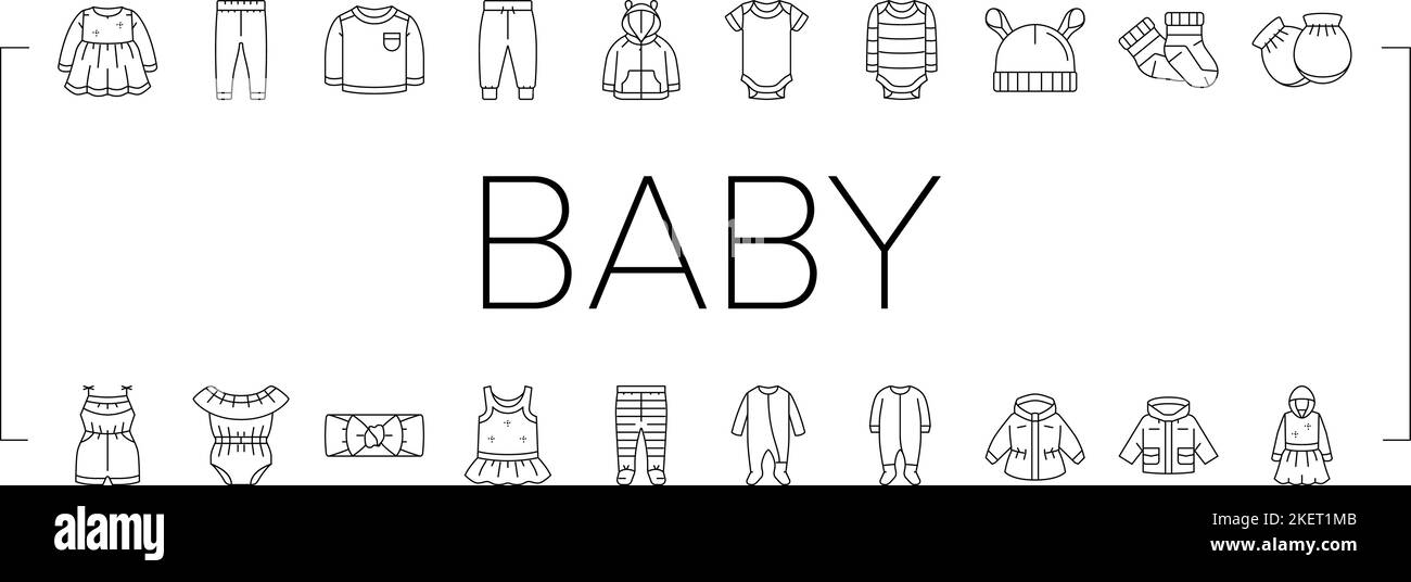 baby child infant fashion cloth icons set vector Stock Vector Image ...