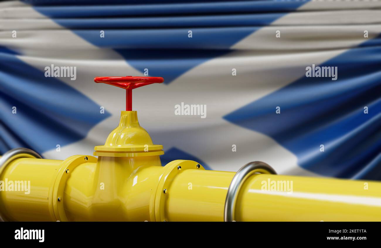 Scotland oil and gas fuel pipeline. Oil industry concept. 3D Rendering ...