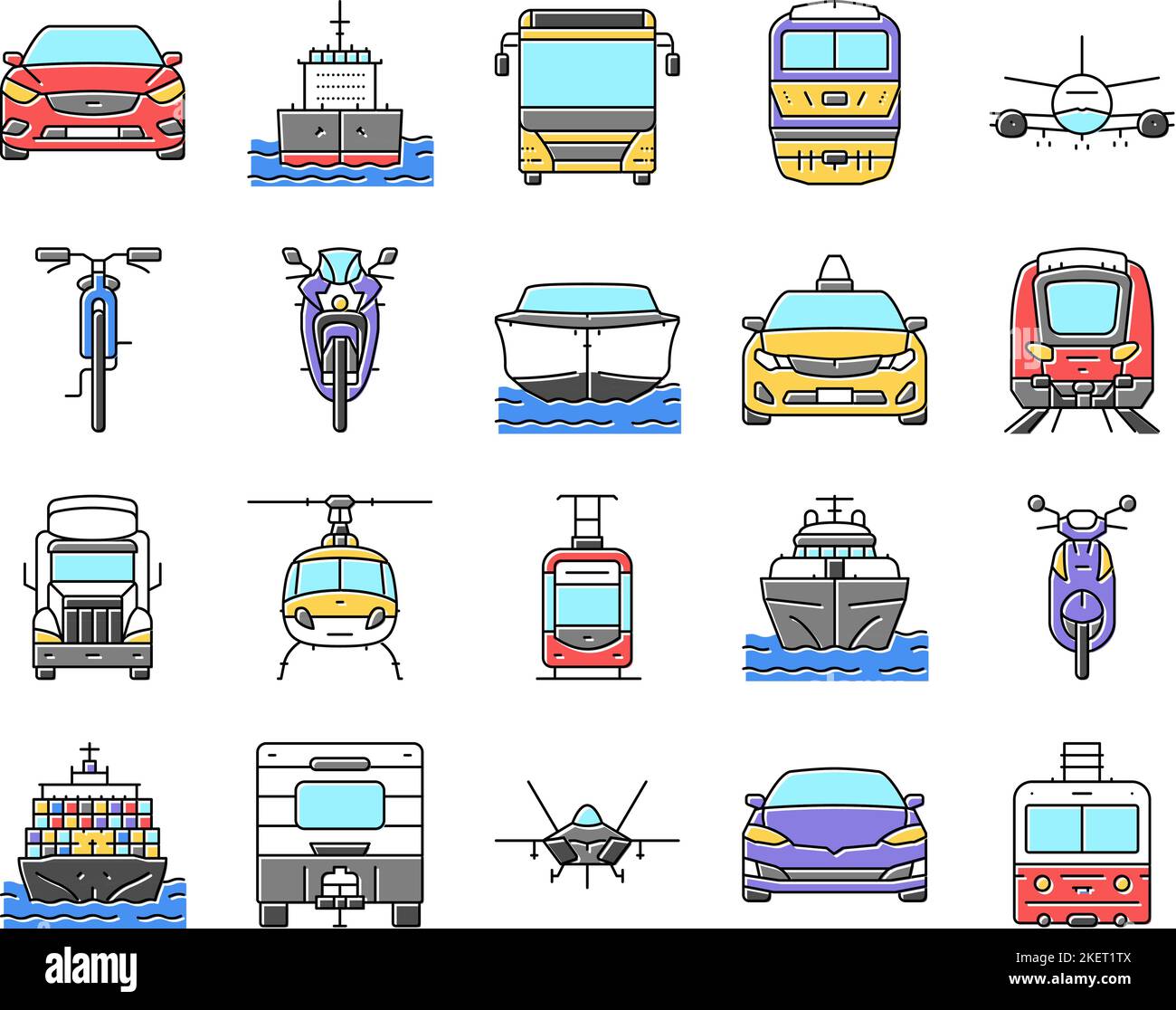 transport truck car vehicle ship icons set vector Stock Vector Image ...