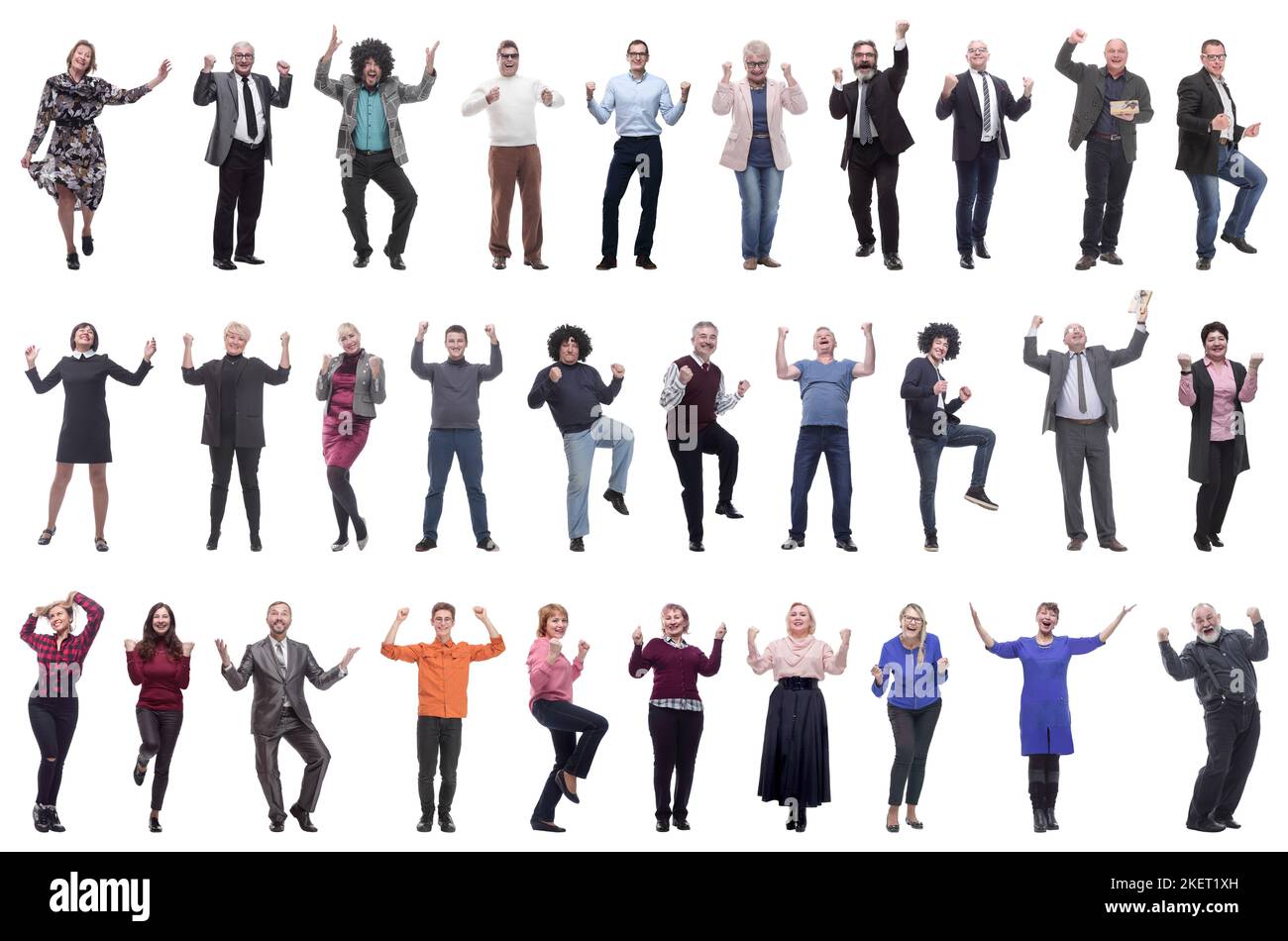 collage of people joyful energetic full length isolated Stock Photo - Alamy
