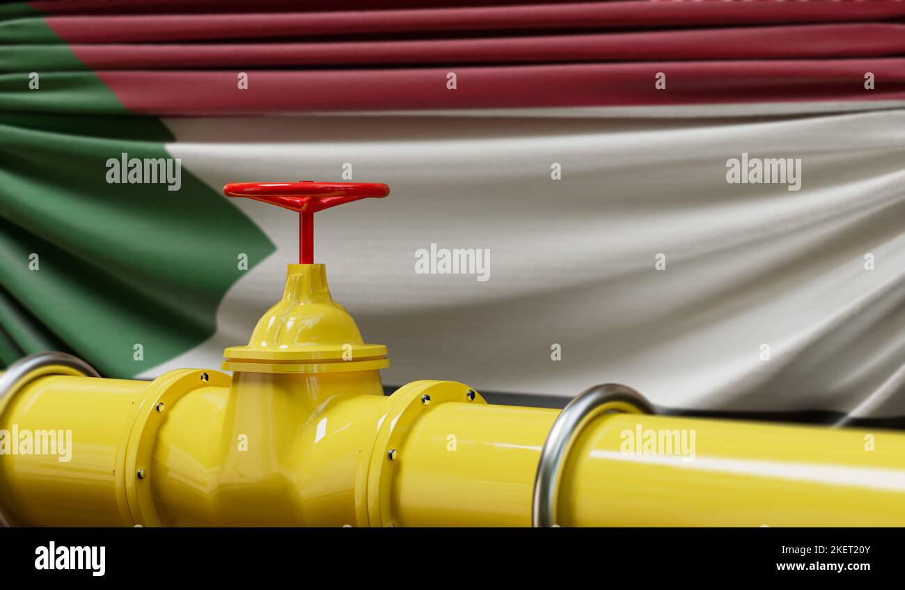 Sudan oil and gas fuel pipeline. Oil industry concept. 3D Rendering ...