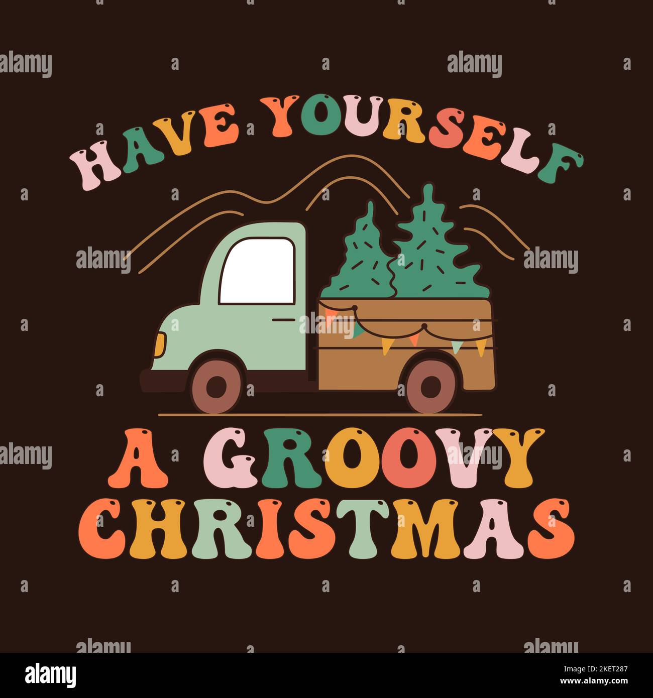 Christmas print with truck and quote-have yourself a groovy christmas ...