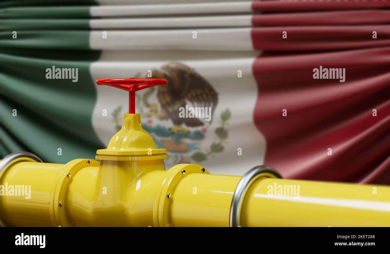 Mexico oil and gas fuel pipeline. Oil industry concept. 3D Rendering ...