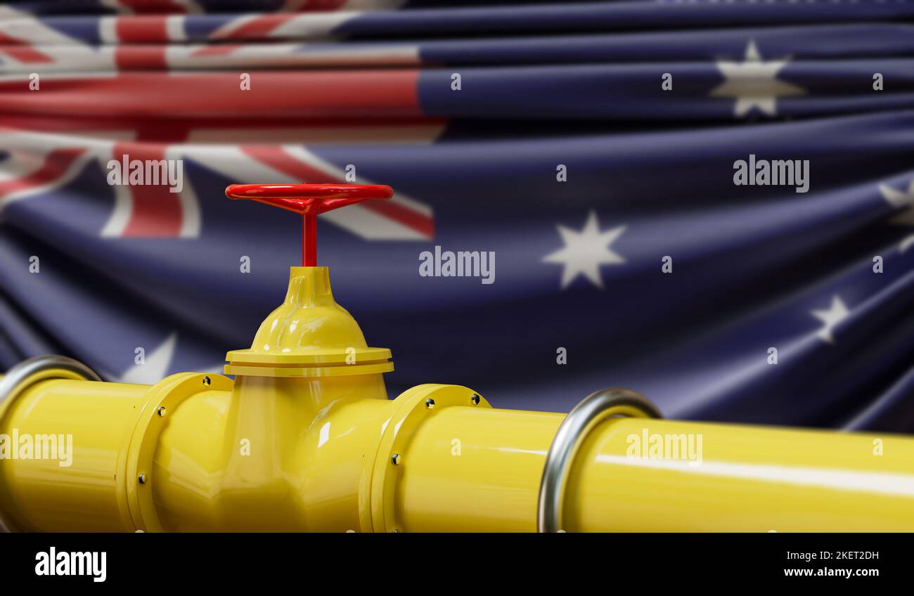 Australia oil and gas fuel pipeline. Oil industry concept. 3D Rendering ...