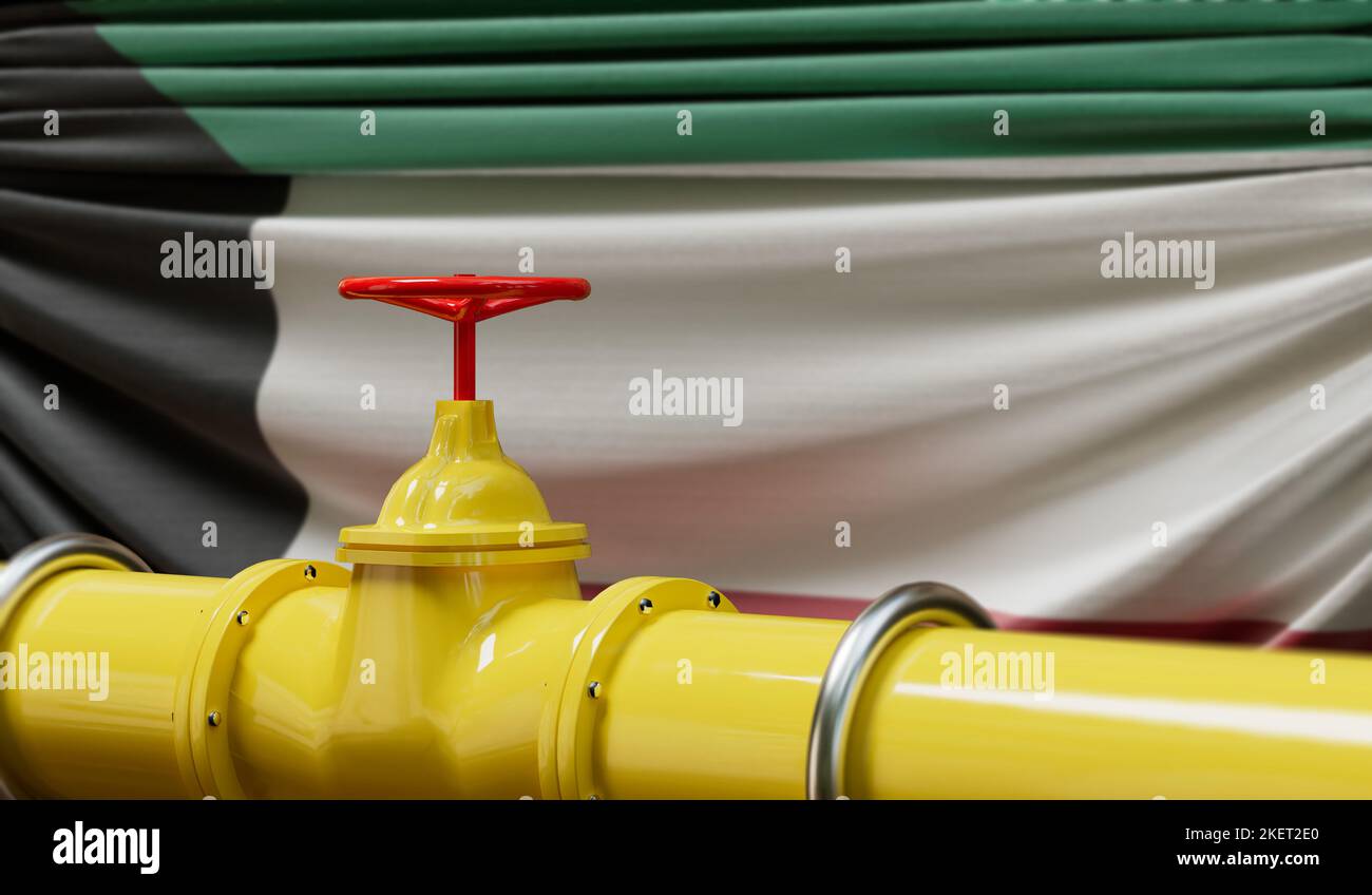 Kuwait oil and gas fuel pipeline. Oil industry concept. 3D Rendering ...