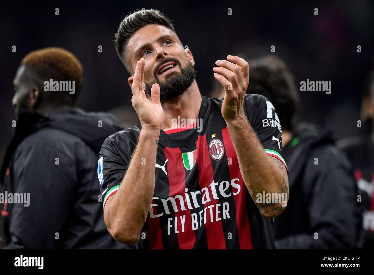 Olivier Giroud of AC Milan celebrates at the end of Serie A football ...