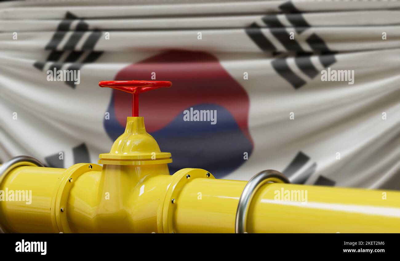 South Korea oil and gas fuel pipeline. Oil industry concept. 3D ...