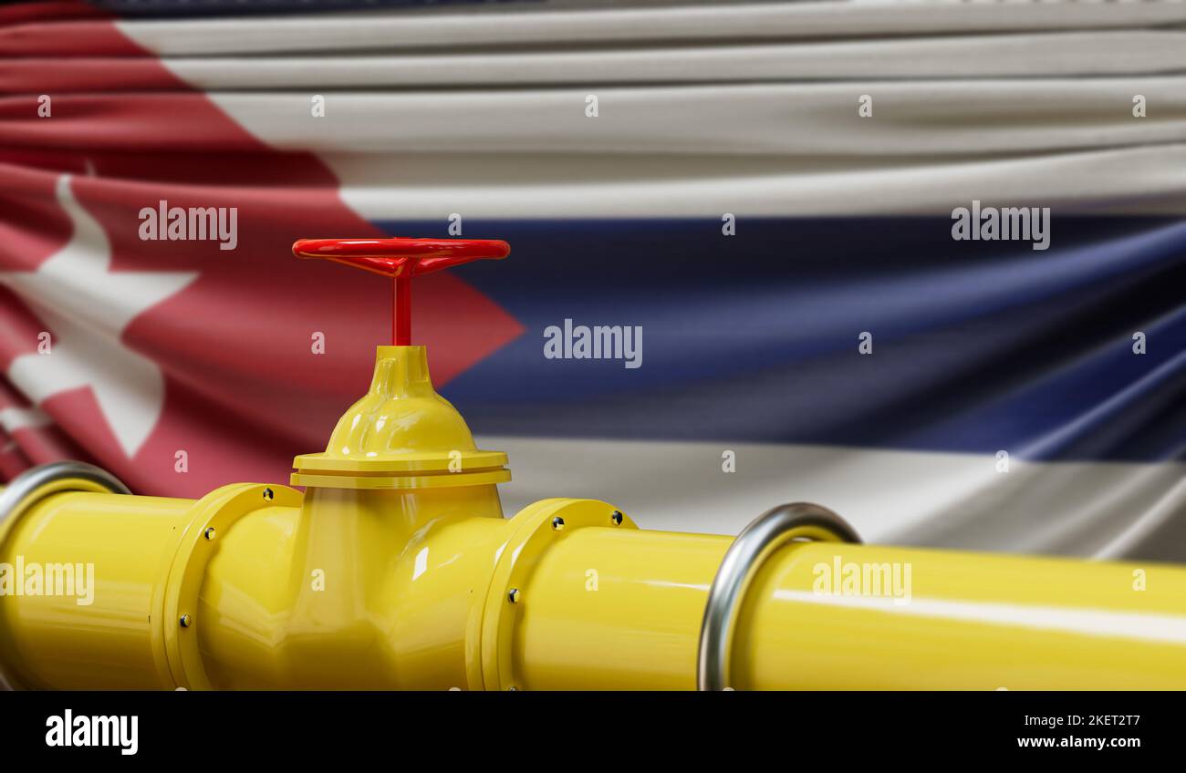 Cuba oil and gas fuel pipeline. Oil industry concept. 3D Rendering ...