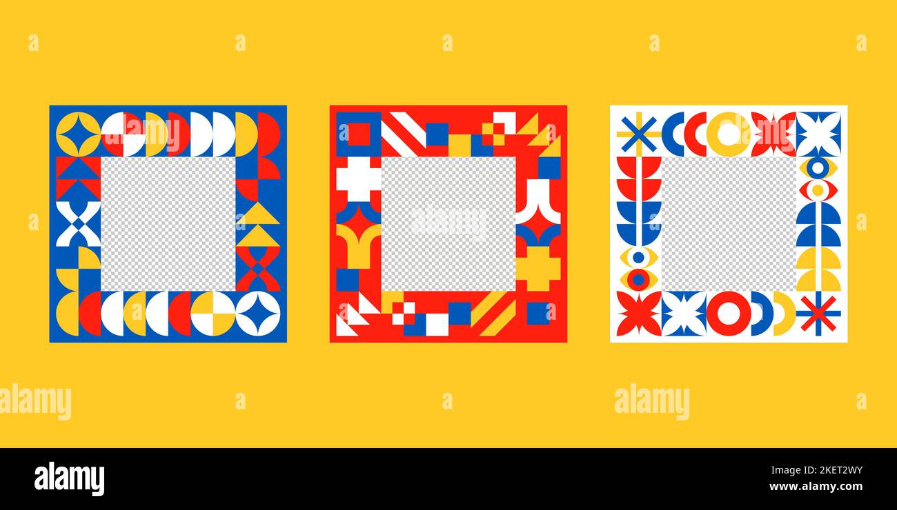 Abstract colorfull square photo frames. Neoplasticism, Bauhaus style ...