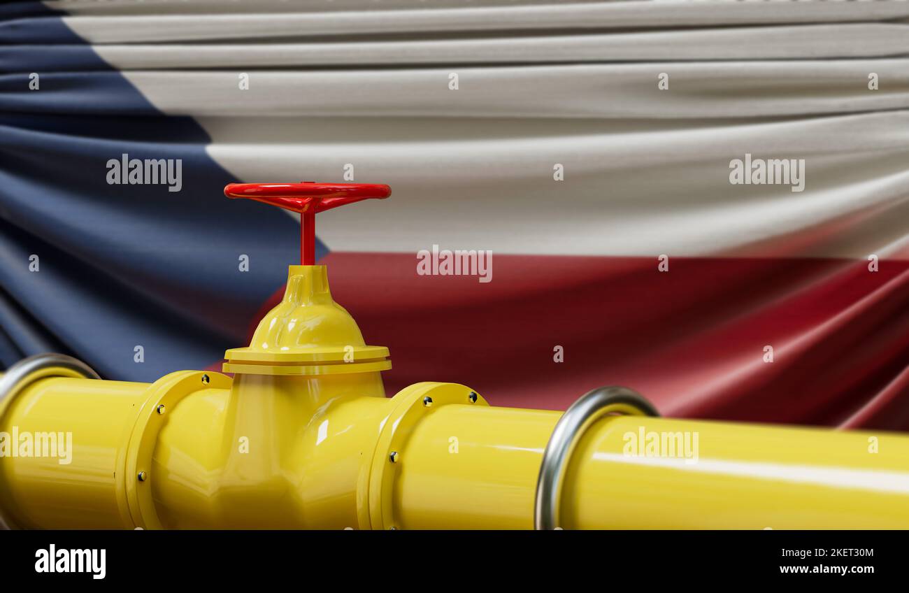 Czech oil and gas fuel pipeline. Oil industry concept. 3D Rendering ...