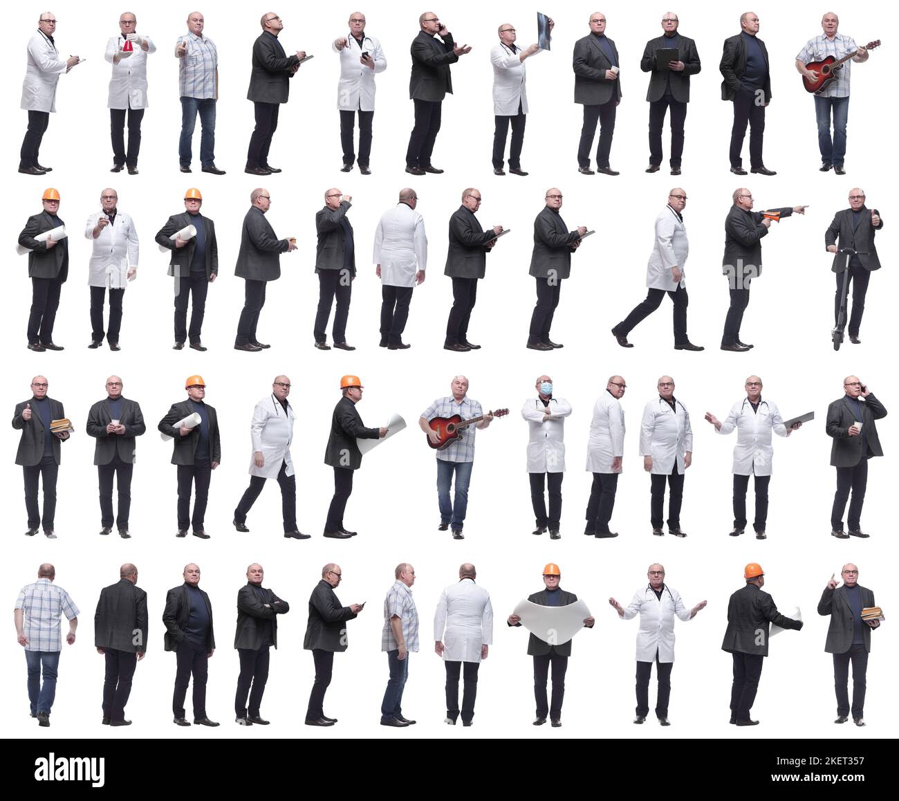 collage of a man in full growth displaying many professions and ...