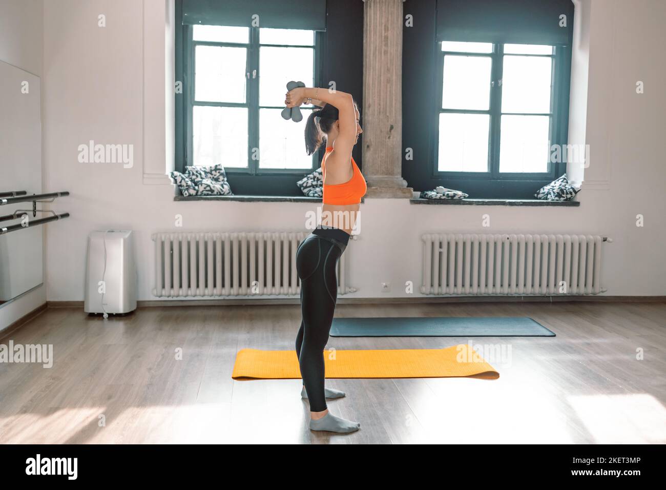 Strength and motivation. full body of porty young woman being in good ...